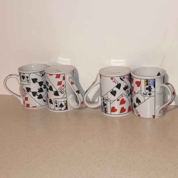 Other | White Mug Playing Cards Heart Spade Club Diamond Game Room ...